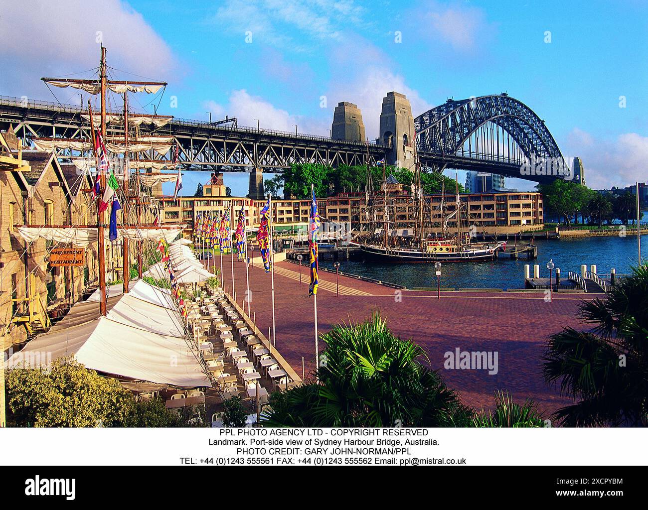 Landmark. Port-side view of Sydney Harbour Bridge, Australia Stock ...
