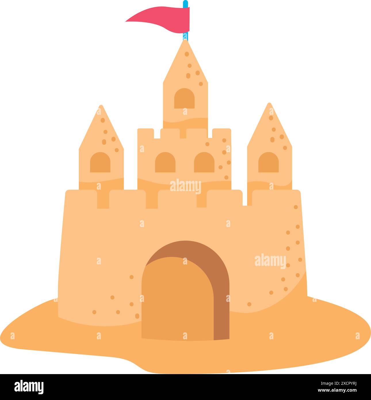 built sand castle with towers and flag Stock Vector Image & Art - Alamy