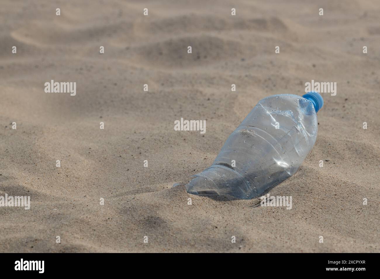 Plastic Bottle Litter on Beach Sand Waste Issues Stock Photo - Alamy