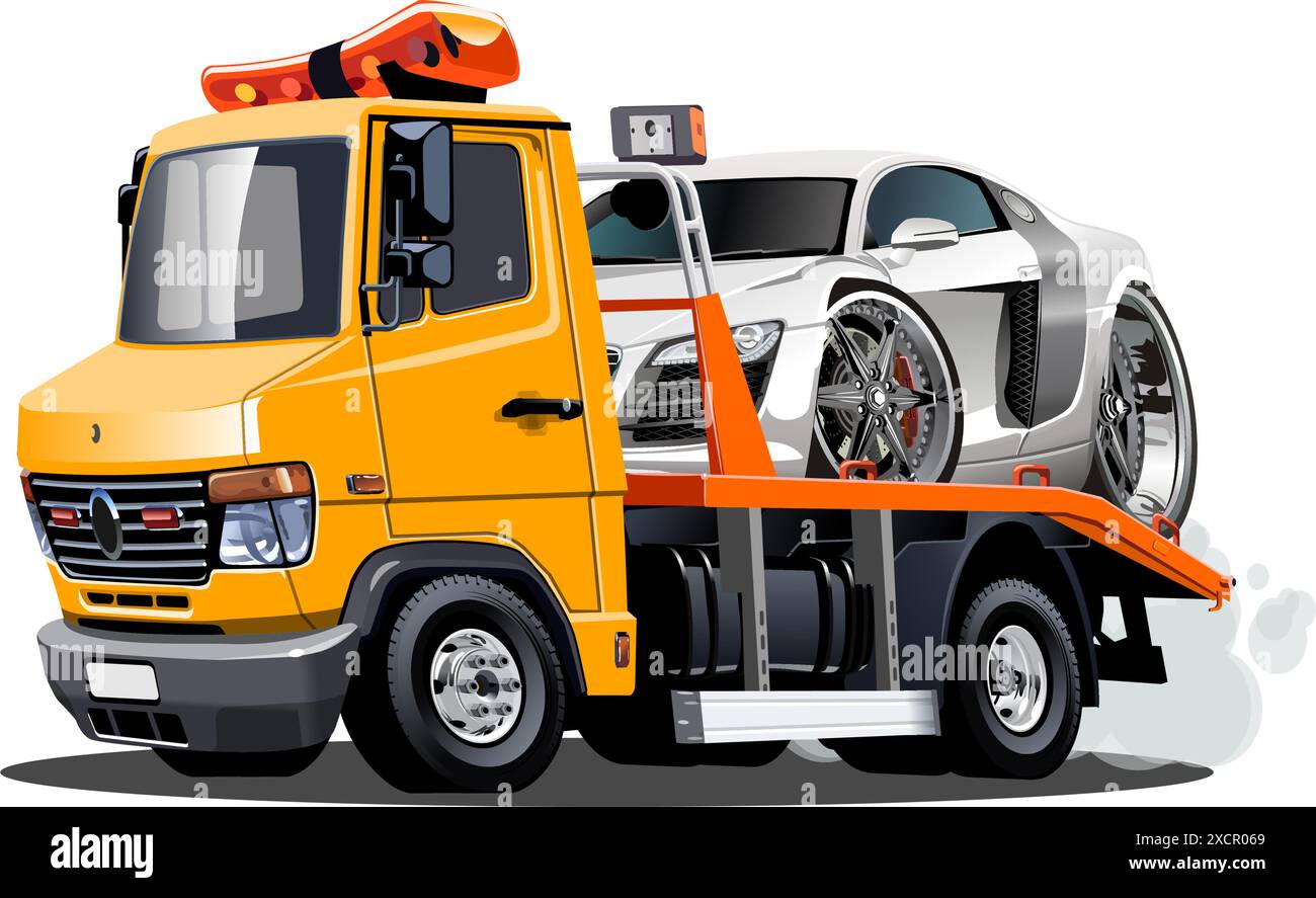 Cartoon tow truck isolated on white background. Available EPS-10 vector ...