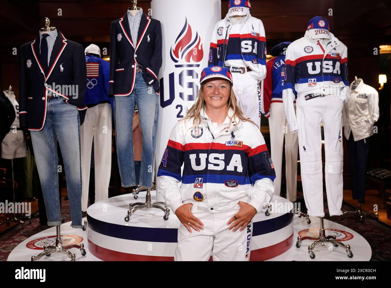 Olympic athlete in sailing, Daniela Moroz, models the Team USA Paris ...