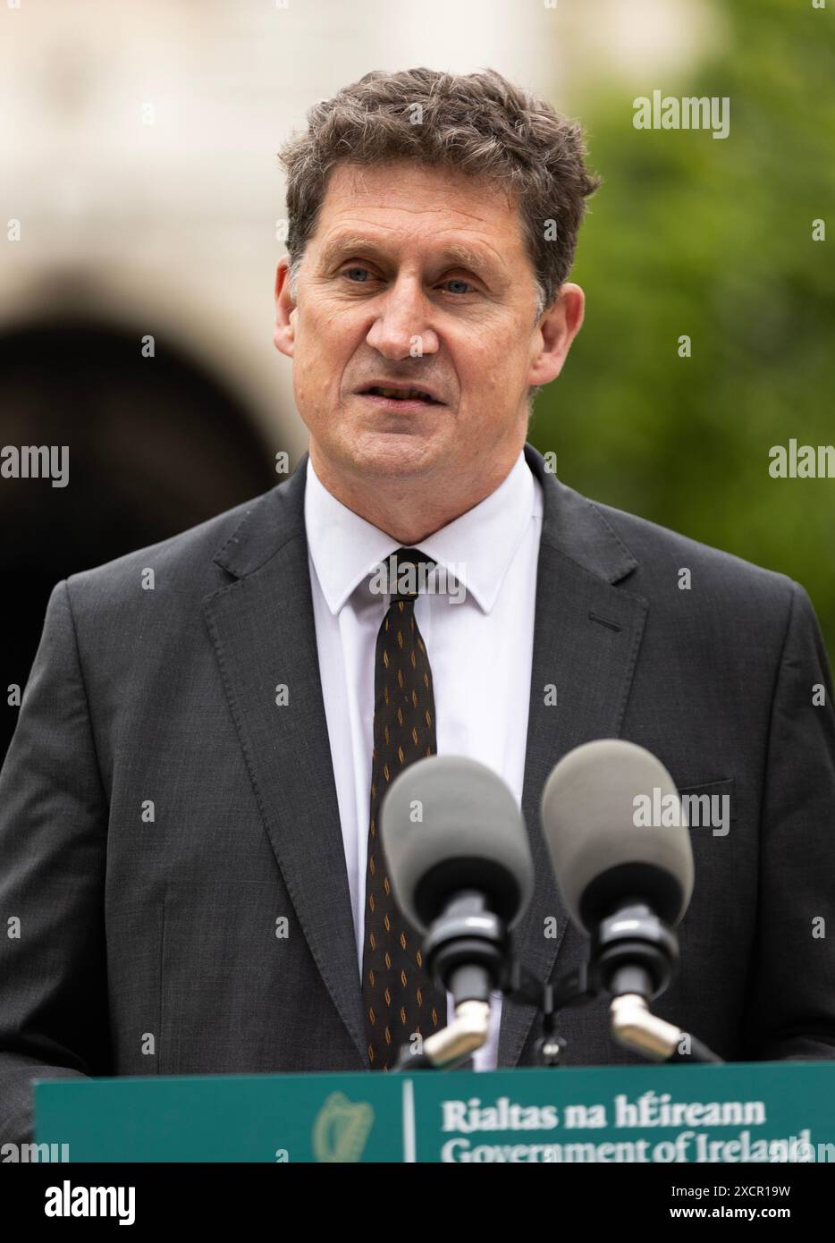 Green Party leader Eamon Ryan at a press conference outside Leinster House, Dublin, following ...