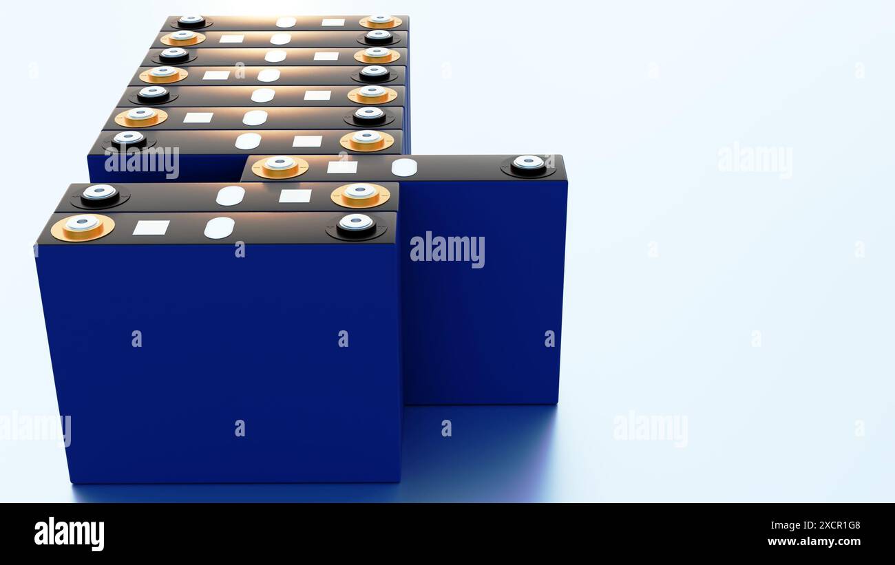 3d rendering of prismatic battery, rectangular lithium ion phosphate LFP battery's for electric ...