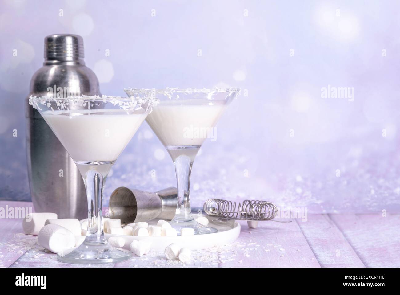 Cottontail Martini, sweet cute white martini alcohol cocktail, with ...