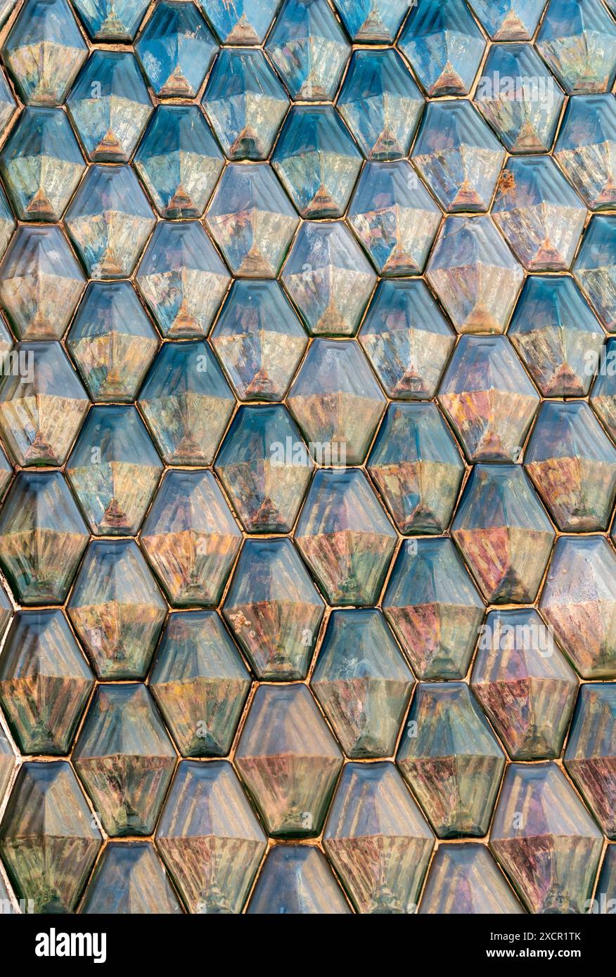 Outdoor view of a leadlight window closeup pattern seen in northern ...