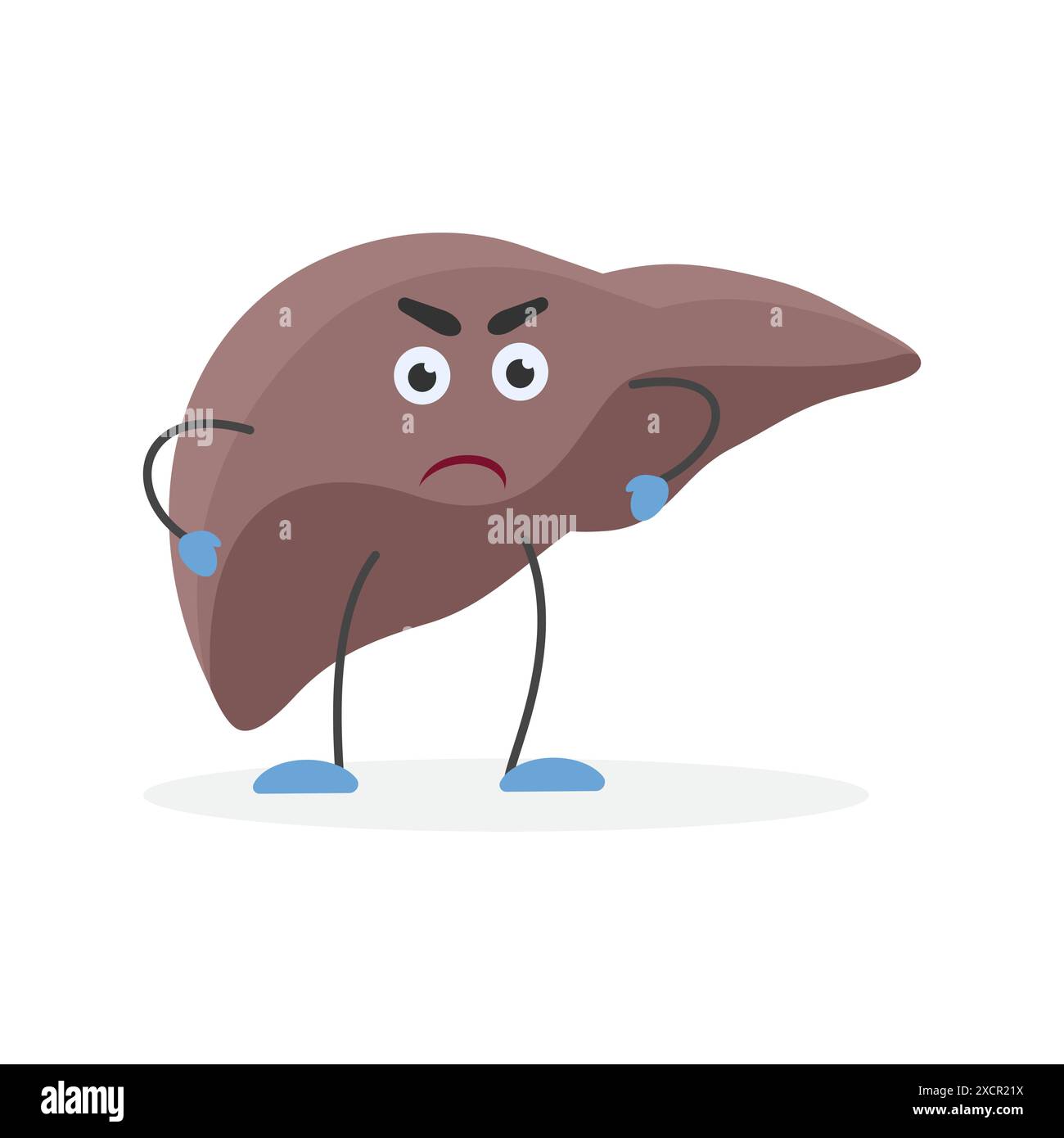 Angry disappointed human liver character, poor metabolism of patients ...