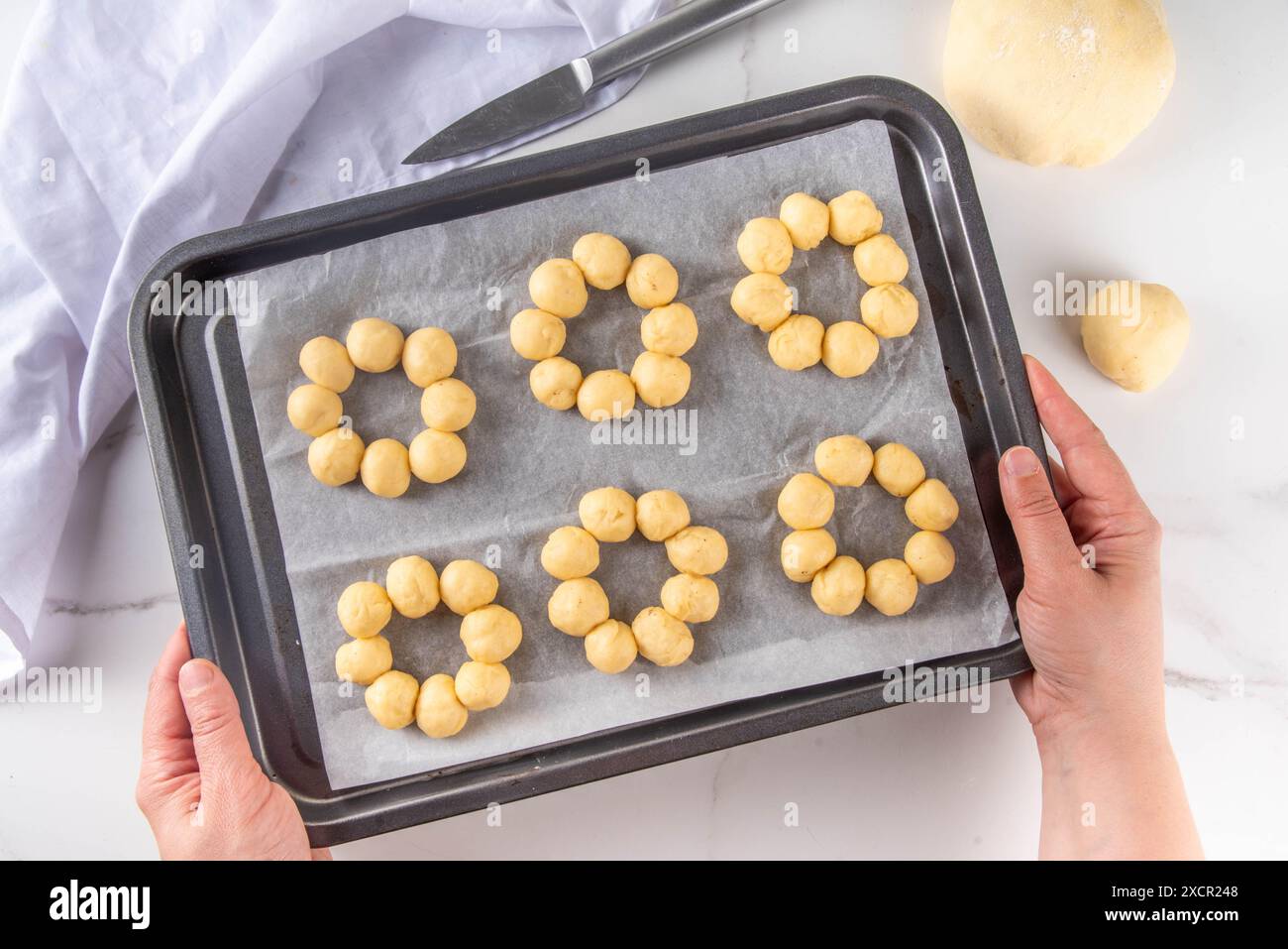 Cooking making trendy mochi donuts. Homemade preparation of mochi ...