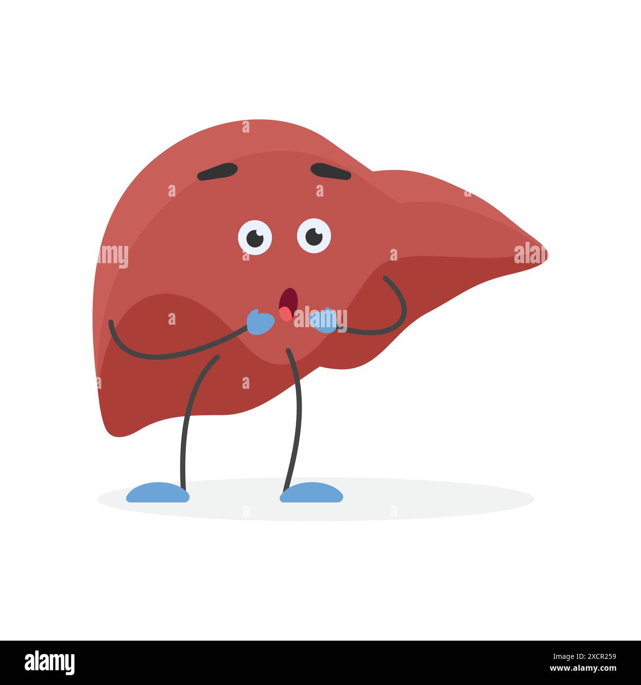 Human liver character with open mouth, expression of shock and surprise ...