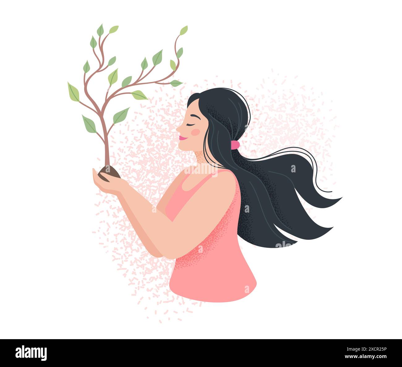 Inner self and mindfulness concept. Woman holding a growing tree ...