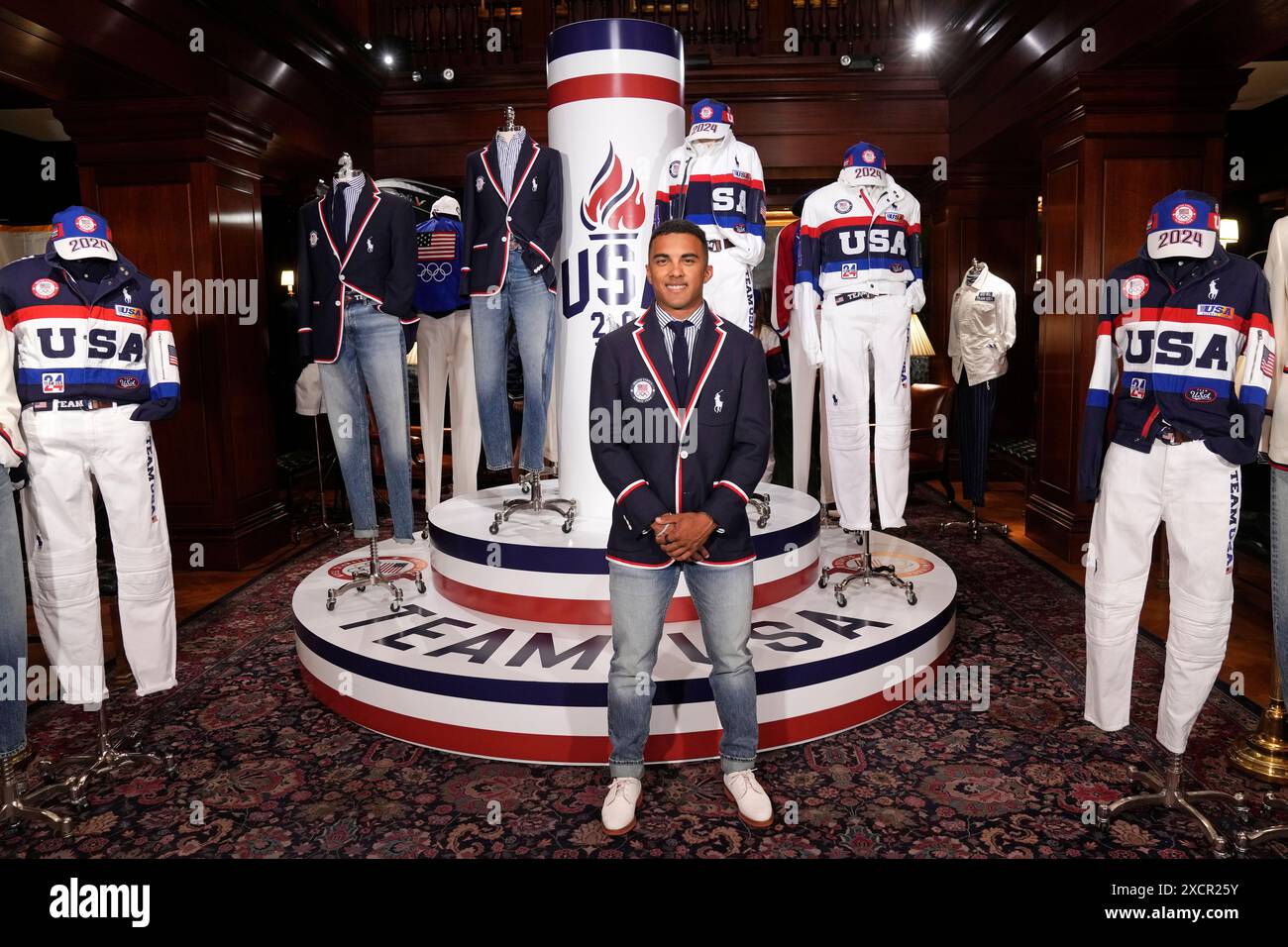 Olympic athlete in BMX racing, Kamren Larsen, models the Team USA Paris ...
