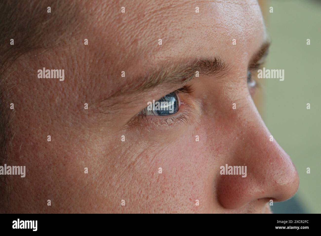 A guy's face and eyes. Fine lines on the face of a young guy 28 years ...