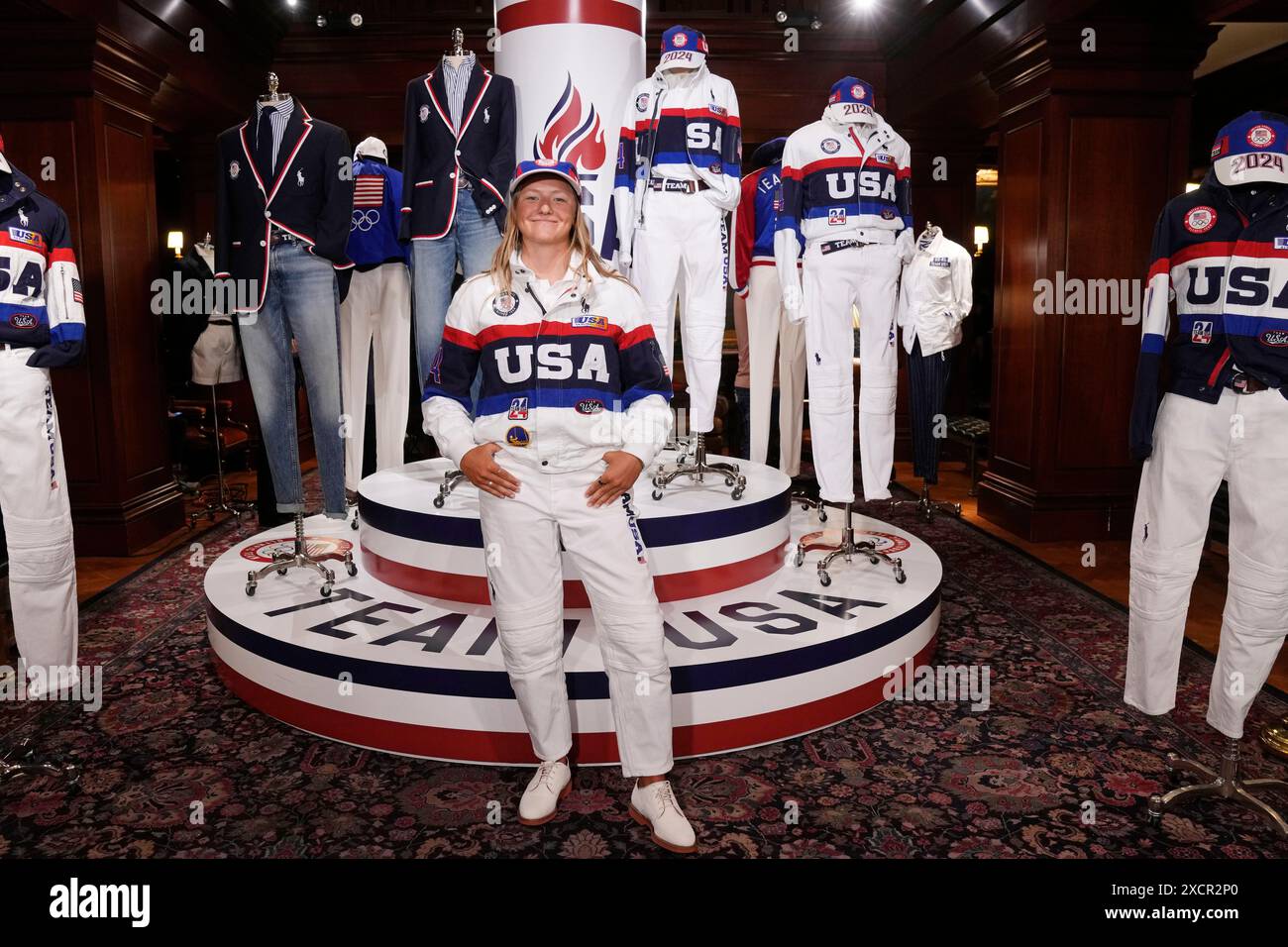 Olympic athlete in sailing, Daniela Moroz, models the Team USA Paris ...