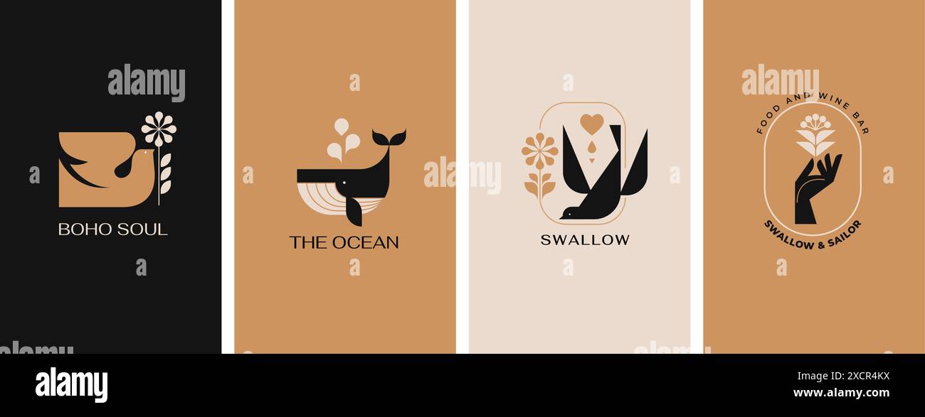 Minimalist modern logos collection. Geometrical retro concept design ...