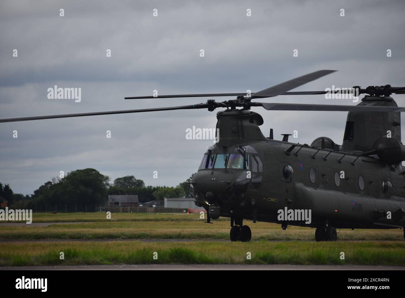 Royal Air Force HC1 Chinook Helicopter on Taxiway awaiting to be loaded ...