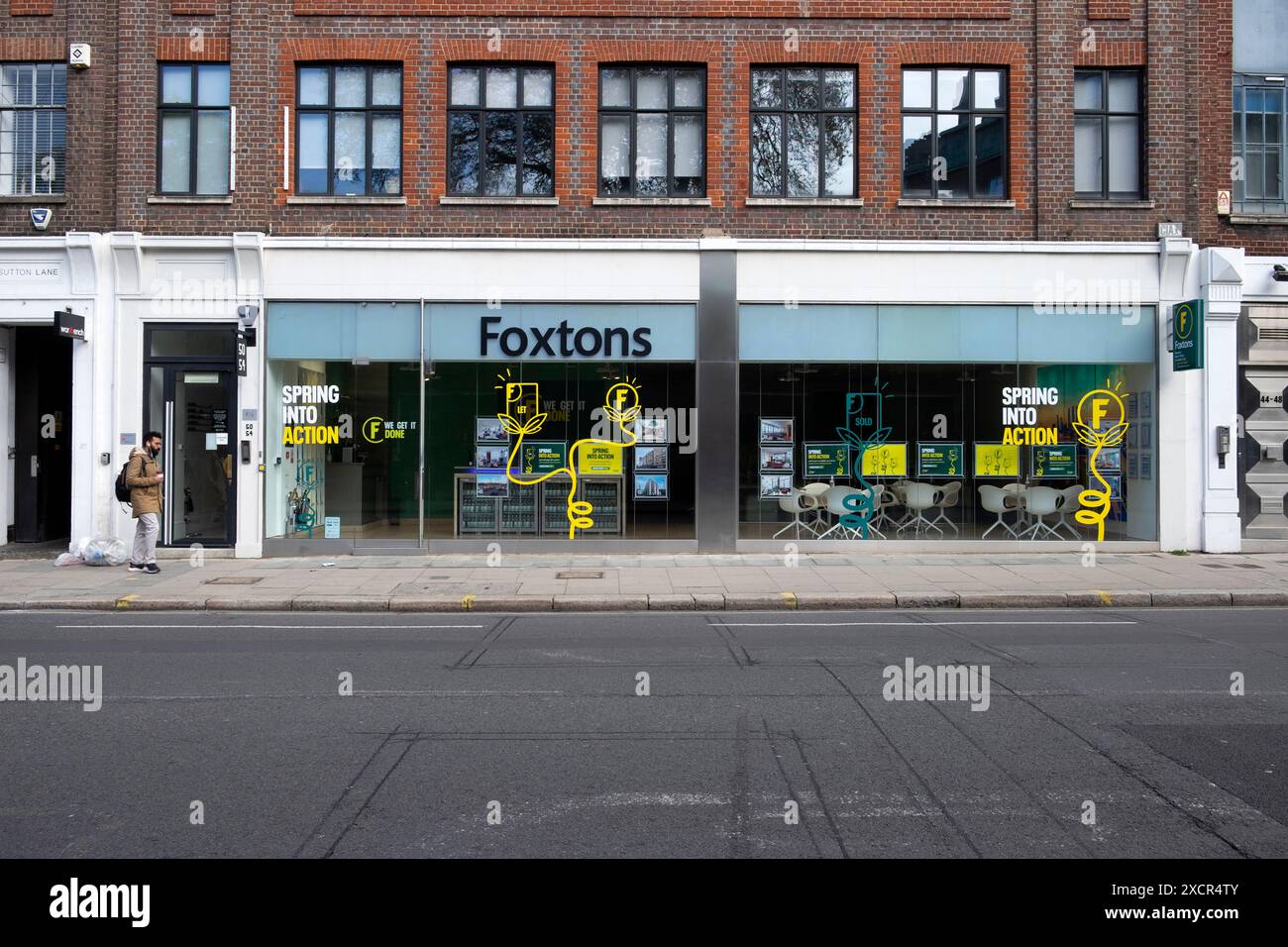 Exterior view of Foxtons estate agent company shop on Clerkenwell Road in Central London E1 ...