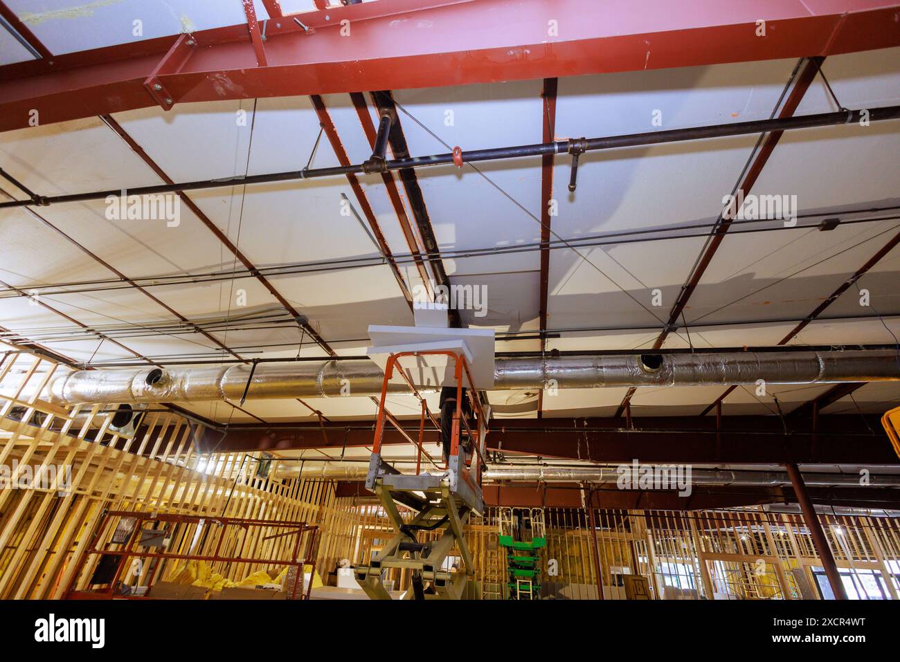 In progress renovations to interior of building after demolition with ...