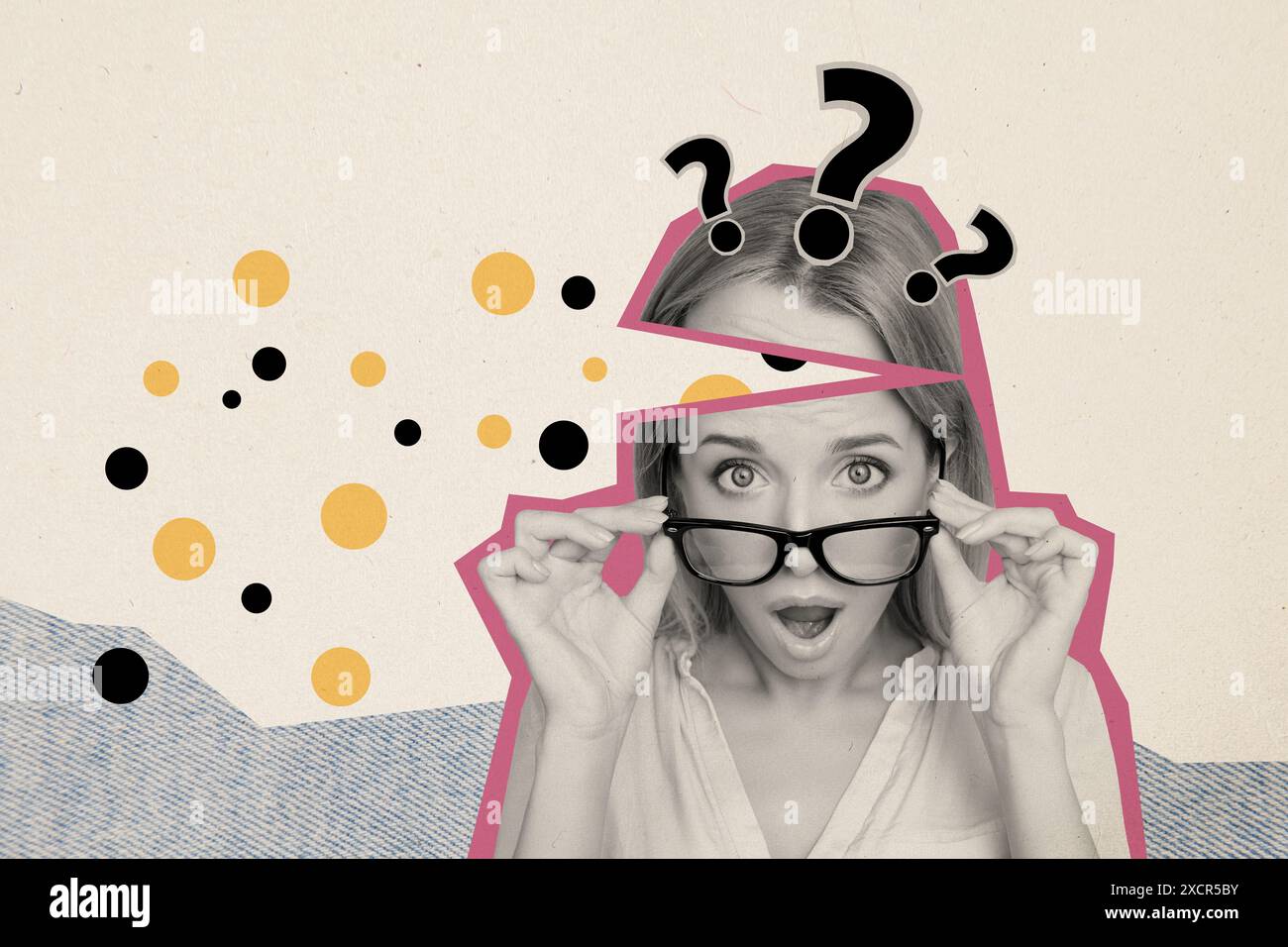 Trend artwork composite sketch collage of silhouette young shocked lady ...