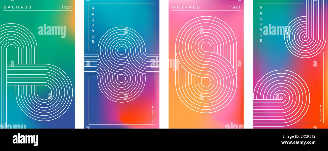Abstract Geometric Linear background design collection. Bauhaus modern ...