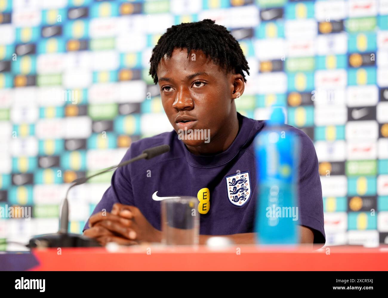 England's Kobbie Mainoo during a press conference at Schlossverein ...
