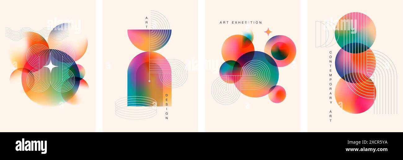 Abstract Geometric Linear background design collection. Bauhaus modern ...