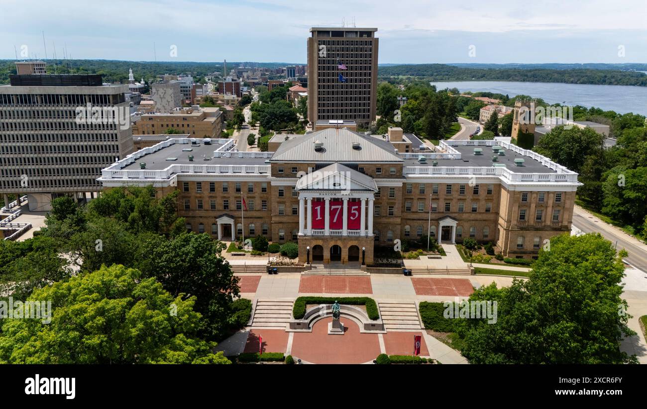 Aerial photograph of Bascom Hall on the campus of the University of ...