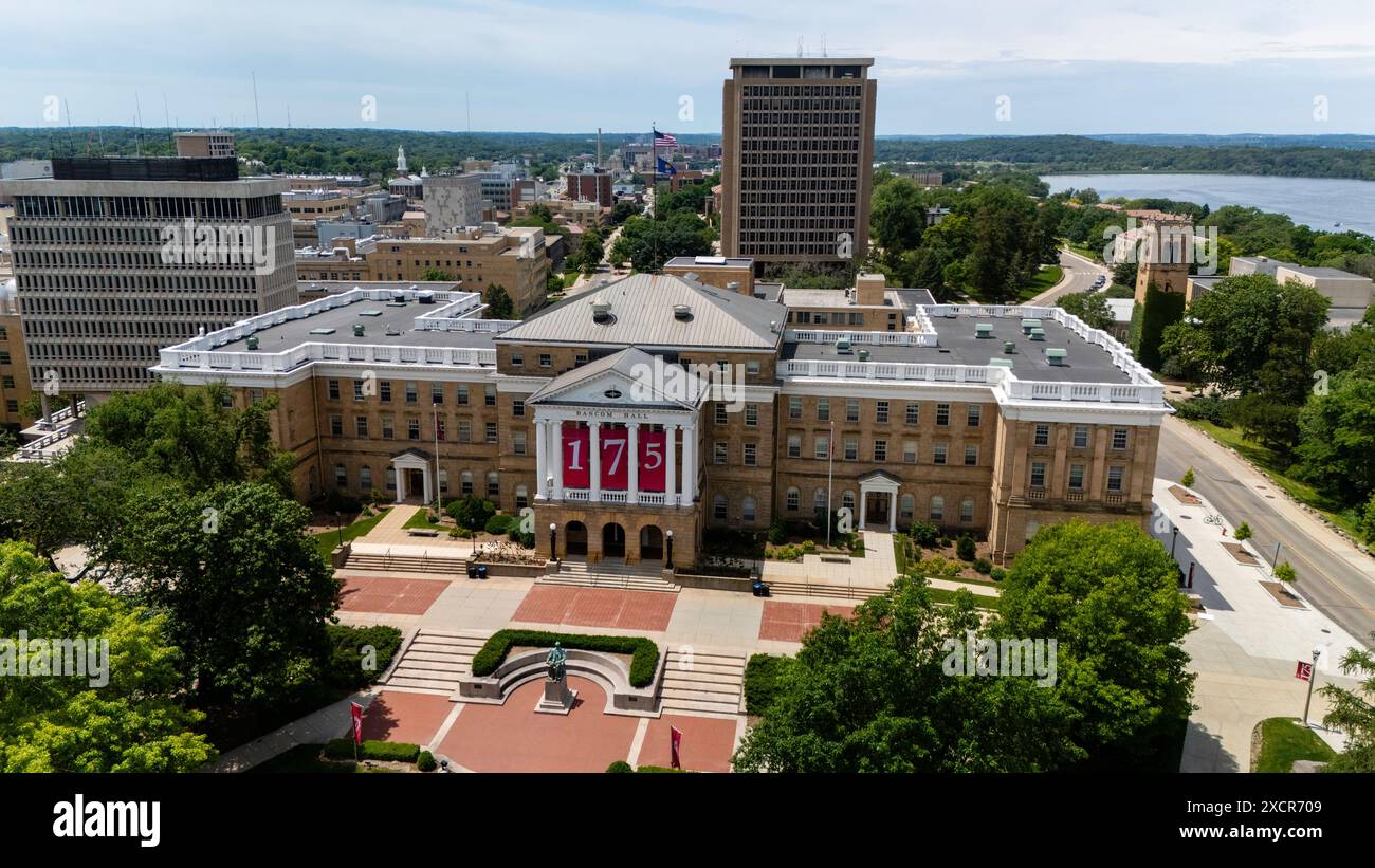 Aerial photograph of Bascom Hall on the campus of the University of ...