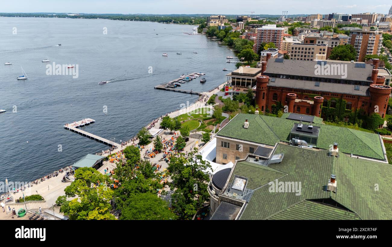 Aerial photograph of the Wisconin Memorial Union and the famous Union ...