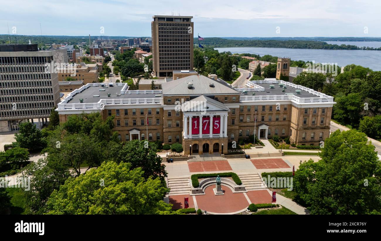 Aerial photograph of Bascom Hall on the campus of the University of ...