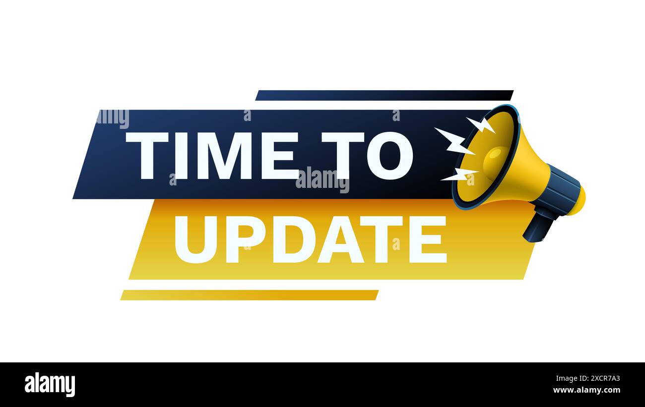 Time to update message, megaphone announces news, banner service ...