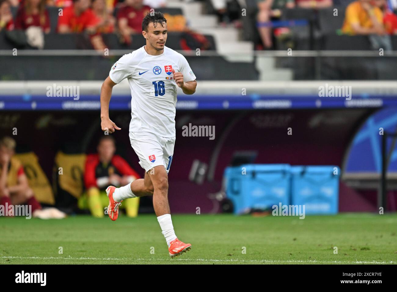 David Strelec (18) of Slovakia pictured during a soccer game between ...