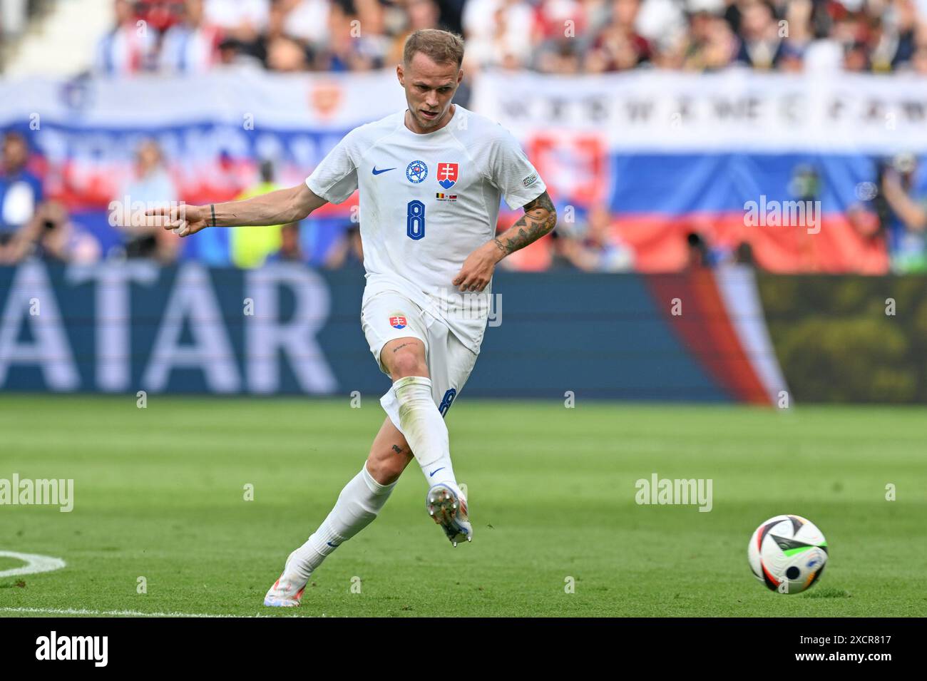 Ondrej Duda (8) of Slovakia pictured during a soccer game between the ...