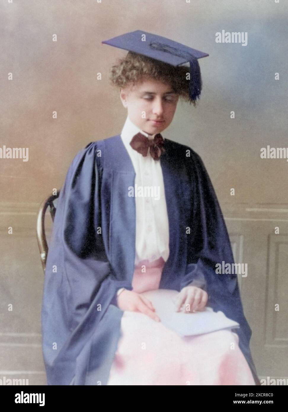 Helen Keller in cap and gown, 1904. Helen Keller (1880-1968) was an ...