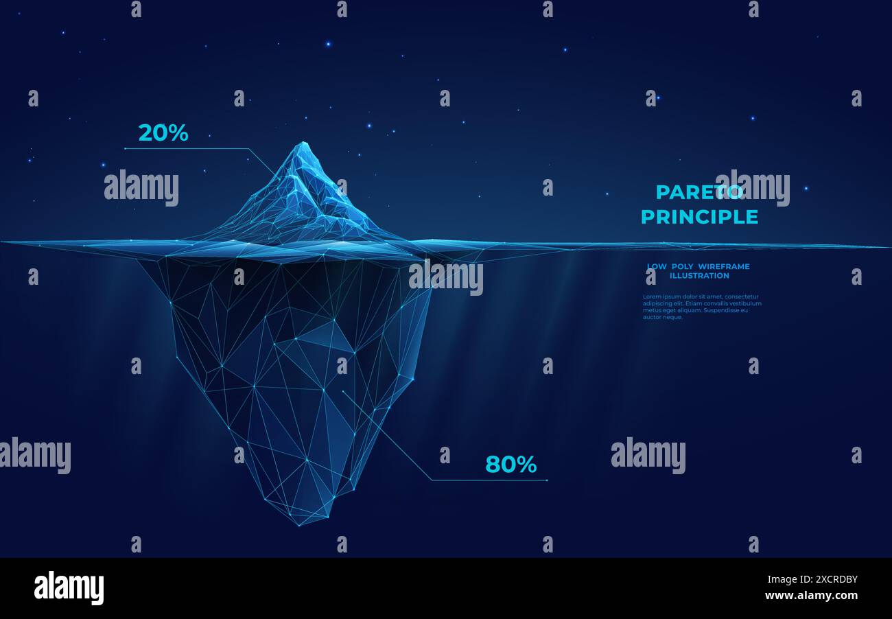 Digital iceberg with infographic. Pareto principle concept Stock Vector ... Digital iceberg with infographic. Pareto principle concept Stock Vector ...