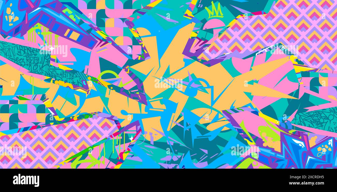 Trendy Abstract Urban Street Art Graffiti Style Vector Collage ...
