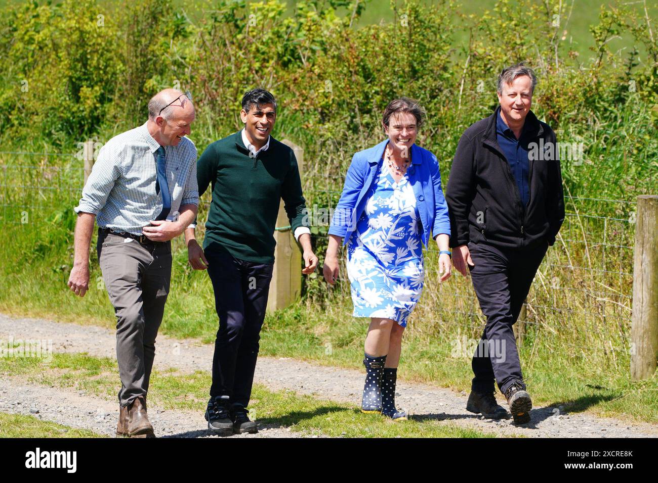 (left to right) Farmer David Chugg, Prime Minister Rishi Sunak ...