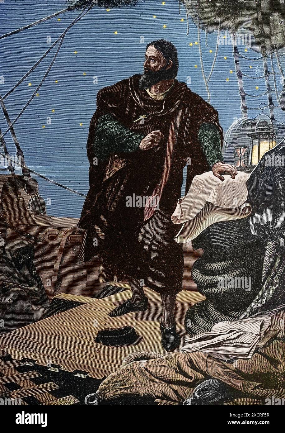 Columbus discovering magnetic variation in the compass needle ...