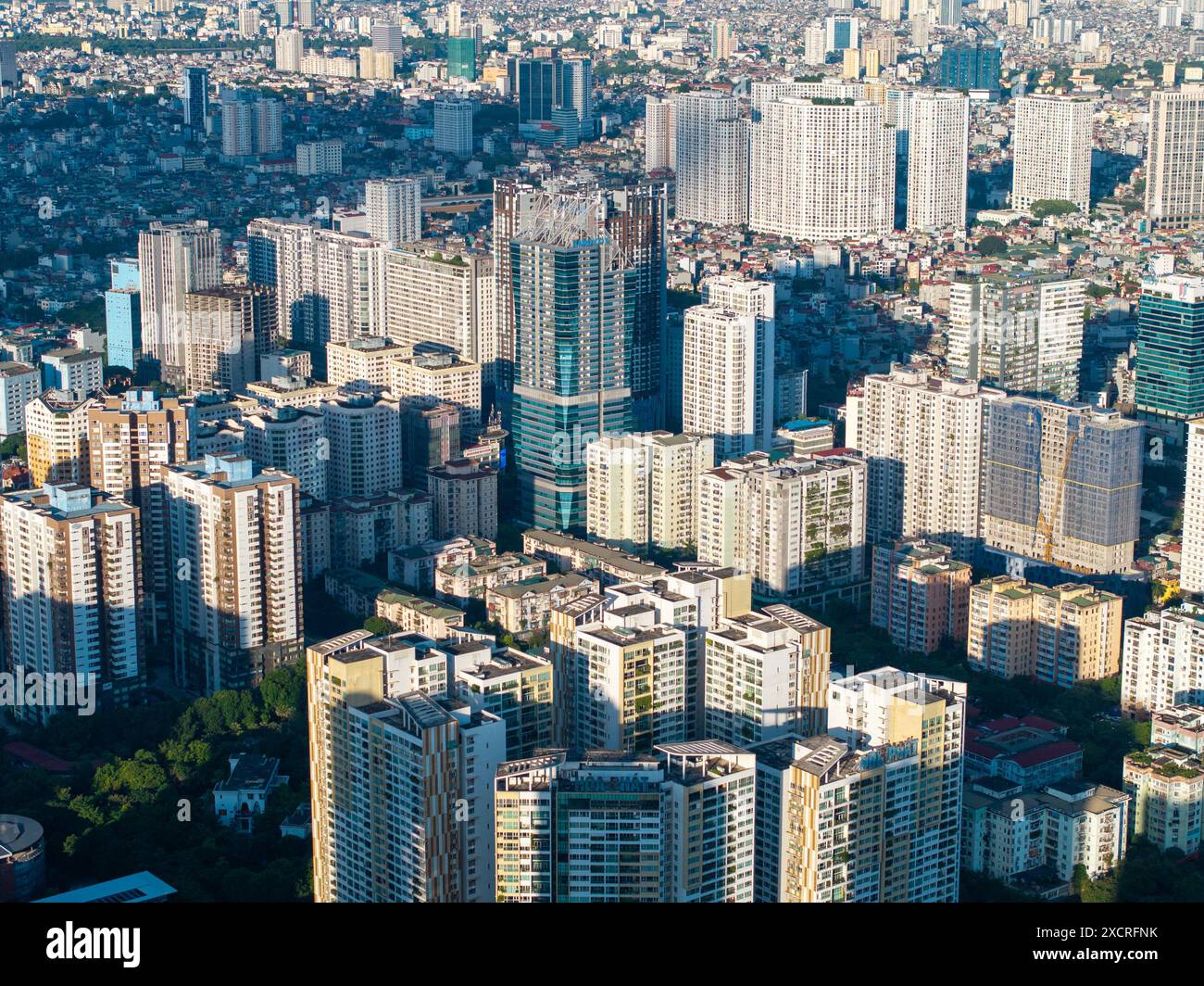Aerial skyline view of Hanoi city, Ring road 3 Pham Hung street Stock ...