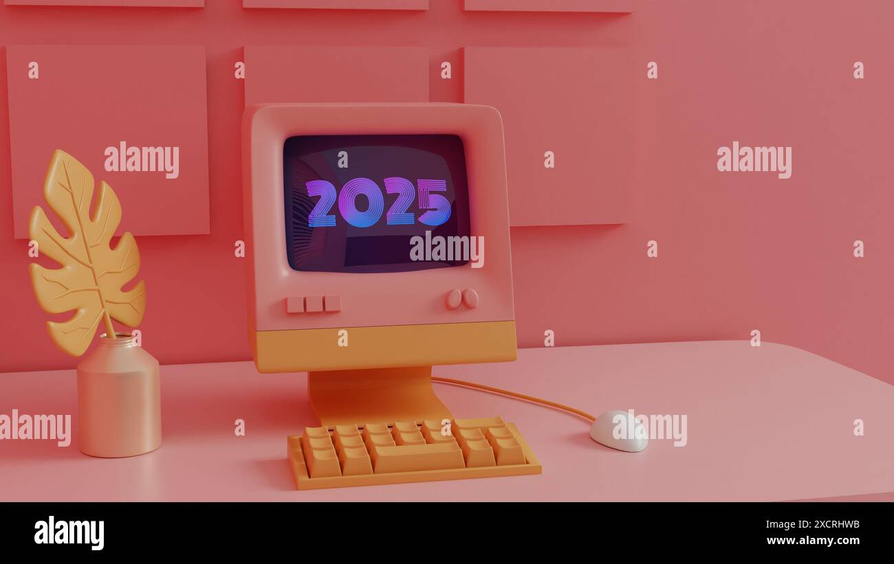 Retro Loading Animation with Neon Typography for 2025 Stock Photo - Alamy