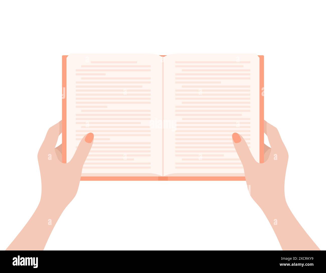 Woman reading a book. Female hands holding open book, isolated on a ...