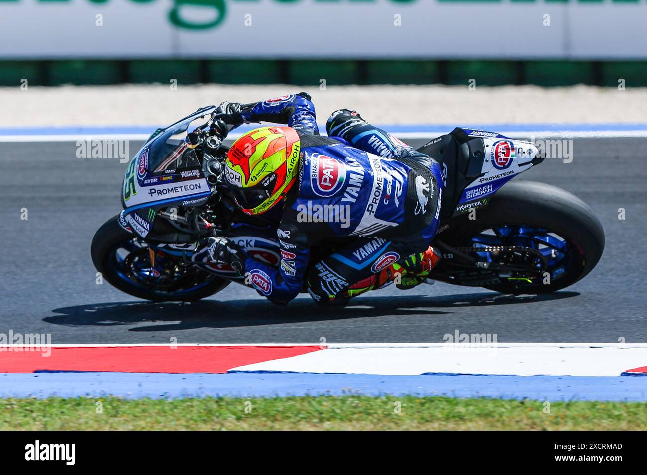 Andrea Locatelli of Pata Prometeon Yamaha with Yamaha YZF R1 seen in action during the FIM SBK ...