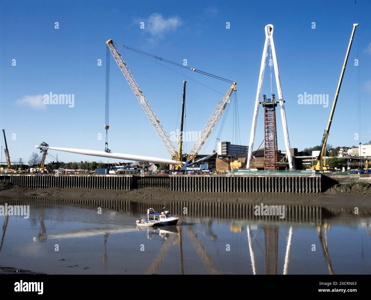 Iconic pedestrian cable stayed footbridge under construction over the ...