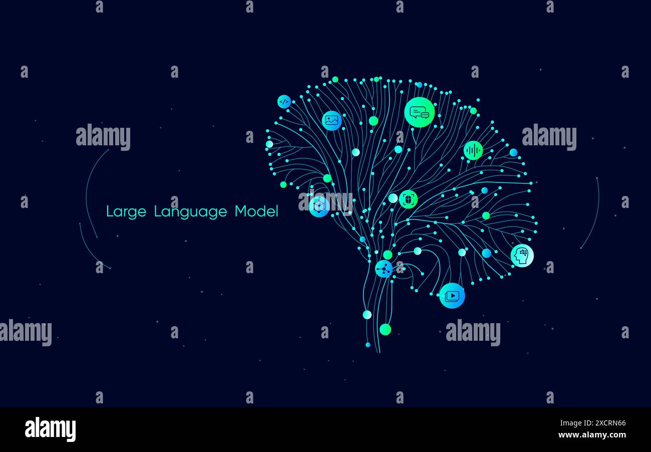 Illustration of abstract stream. Artificial intelligence. Big data ...