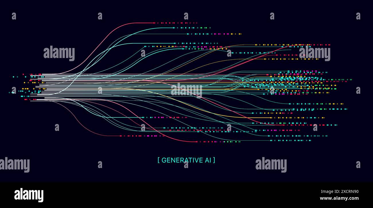 Illustration of abstract stream. Artificial intelligence. Big data ...