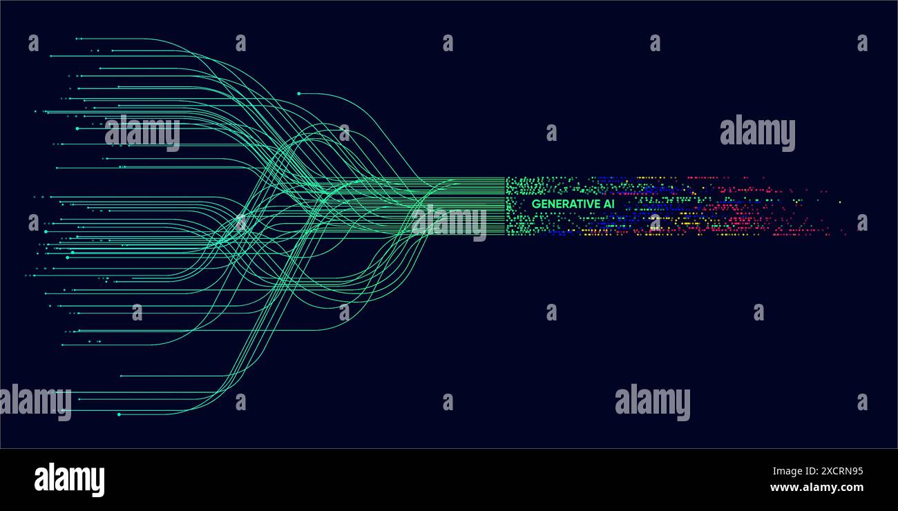 Illustration of abstract stream. Artificial intelligence. Big data ...