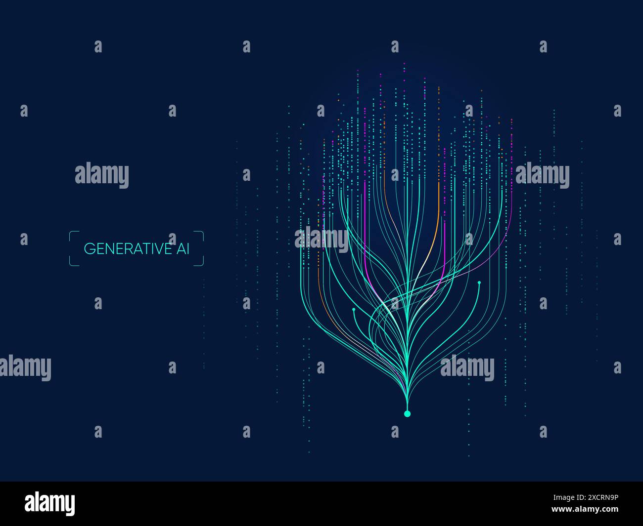 Illustration of abstract stream. Artificial intelligence. Big data ...