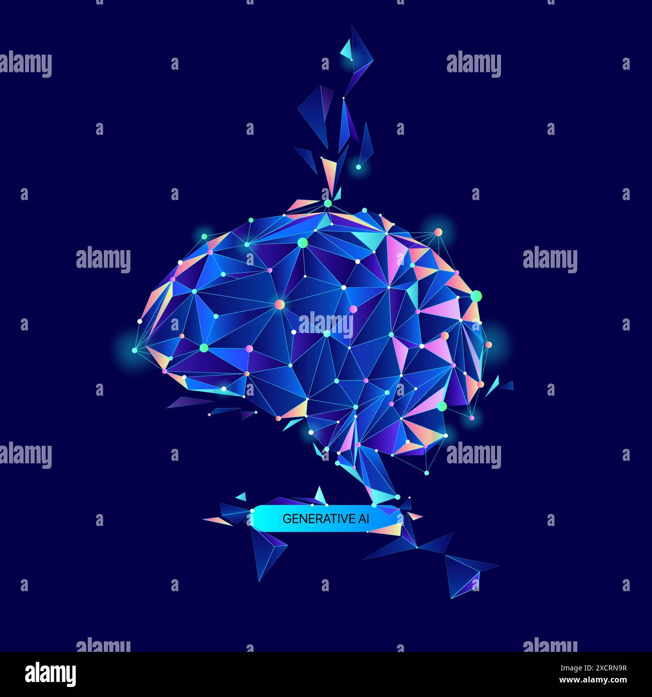 Illustration of abstract stream. Artificial intelligence. Big data ...