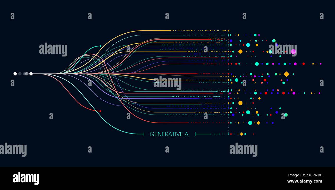 Illustration of abstract stream. Artificial intelligence. Big data ...