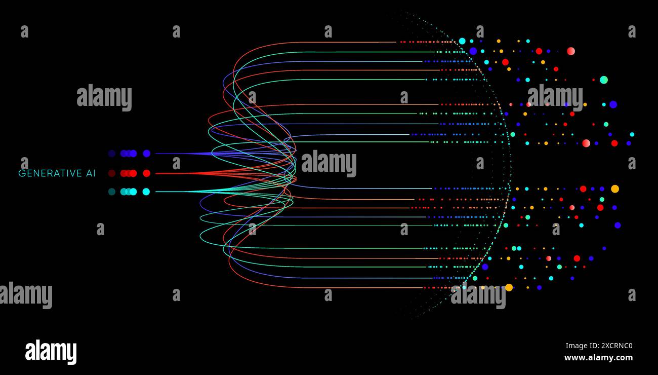 Illustration of abstract stream. Artificial intelligence. Big data ...