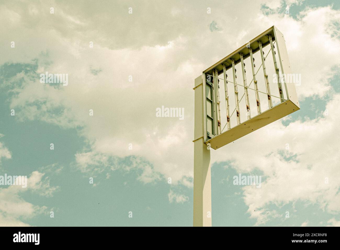 Street life. Metal basket, street basketball, neon sign Stock Photo - Alamy