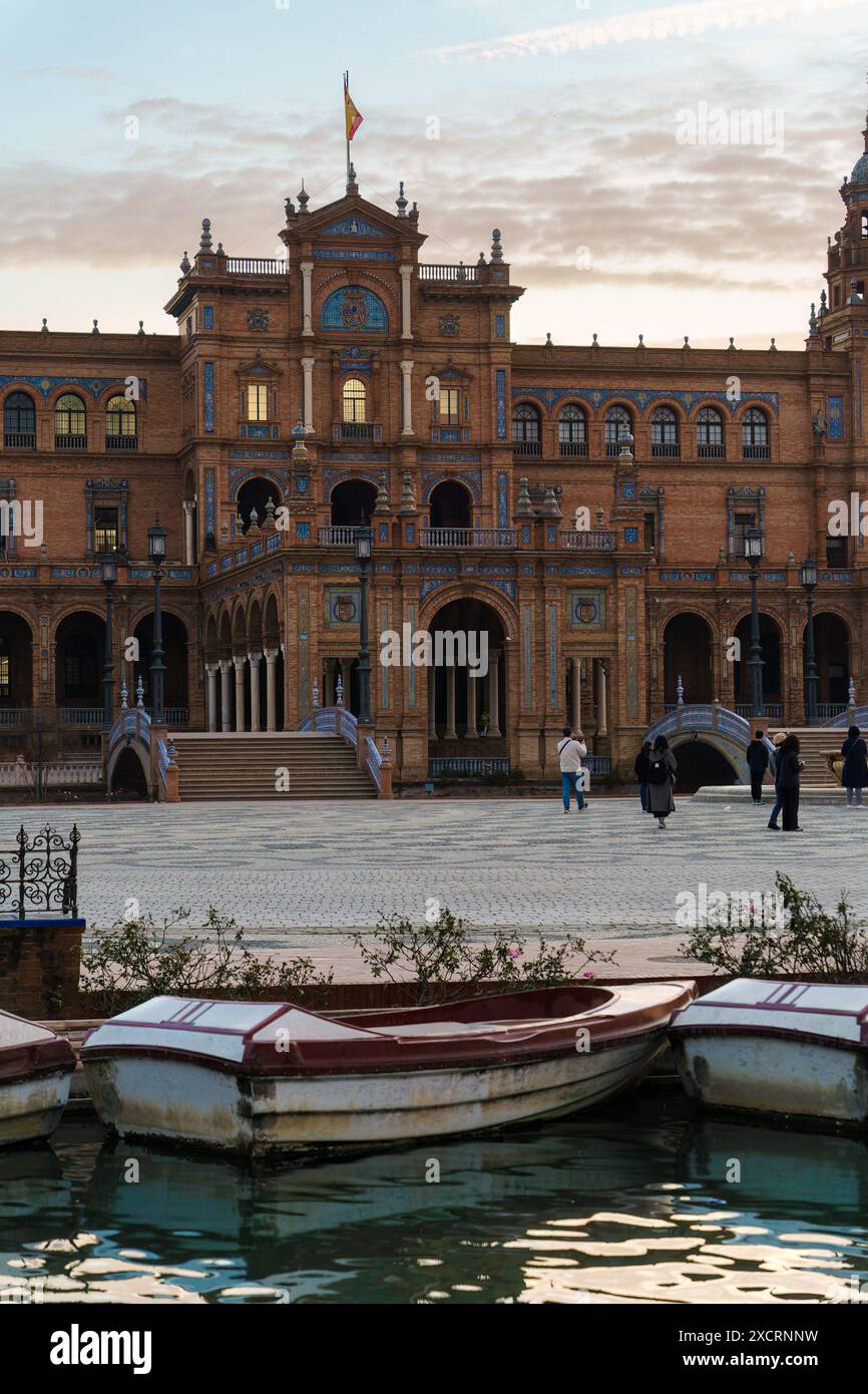 Seville, Spain. February 5, 2024 - Small boats in the foreground at ...